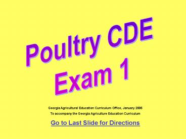 Poultry CDE presentation | free to view