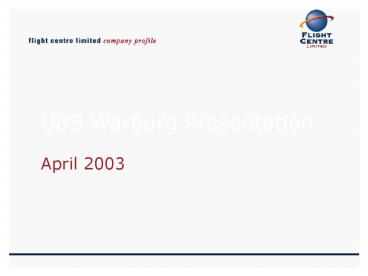 UBS Warburg Presentation presentation | free to view