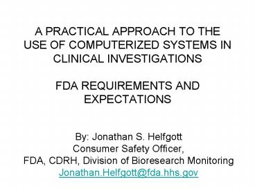 PPT – A PRACTICAL APPROACH TO THE USE OF COMPUTERIZED SYSTEMS IN ...