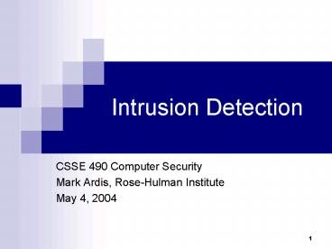 Intrusion Detection presentation | free to download