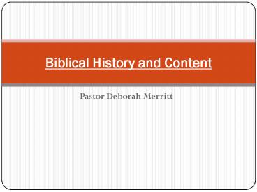Pastor Deborah Merritt presentation | free to view