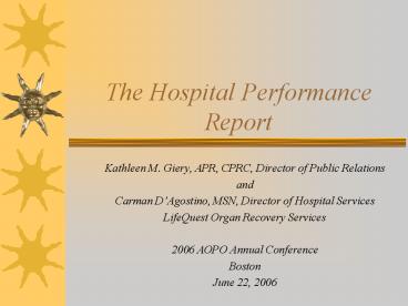 The Hospital Performance Report presentation | free to view