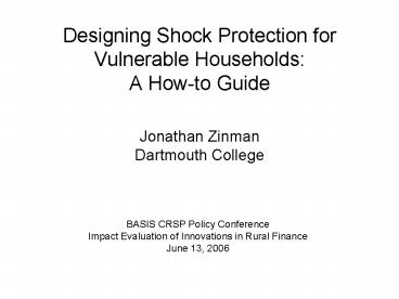 Designing Shock Protection for Vulnerable Households: A Howto Guide ...