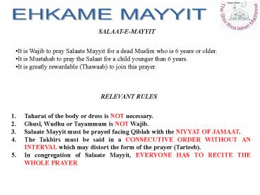 It is Wajib to pray Salaate Mayyit for a dead Muslim who is 6 years or ...