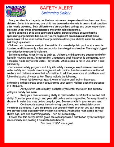 Swimming Safety presentation | free to view