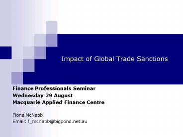 Impact of Global Trade Sanctions presentation | free to view