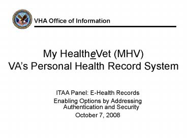 VHA Office of Information presentation | free to view