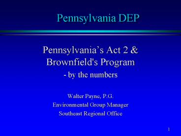 Pennsylvania DEP presentation | free to view