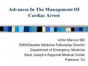 PPT – Advances In The Management Of Cardiac Arrest PowerPoint ...