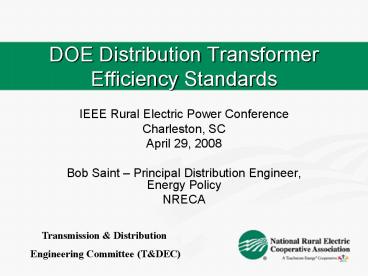 DOE Distribution Transformer Efficiency Standards presentation | free ...