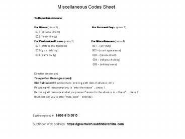 Misc codes presentation | free to view