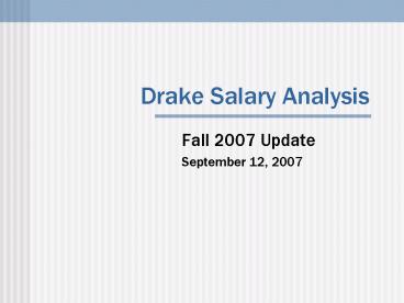Drake Salary Analysis presentation | free to view