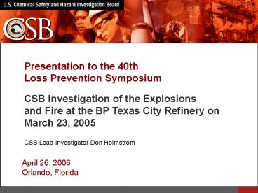 PPT – Presentation to the 40th PowerPoint presentation | free to view ...