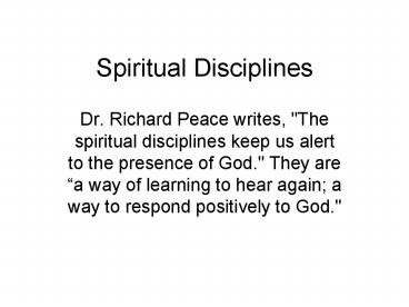 Spiritual Disciplines presentation | free to view
