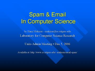 PPT – Spam PowerPoint presentation | free to view - id: aa642-YTMxM