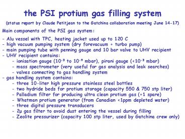 the PSI protium gas filling system presentation | free to view