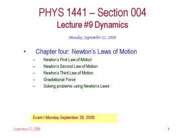 PPT – PHYS 1441 Section 004 Lecture PowerPoint presentation | free to download - id: ab5b2-N2RjN
