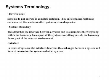 Systems Terminology: presentation | free to view