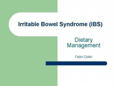 Irritable Bowel Syndrome IBS presentation | free to view