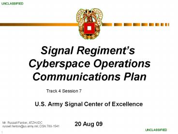 U.S. Army Signal Center of Excellence presentation | free to view