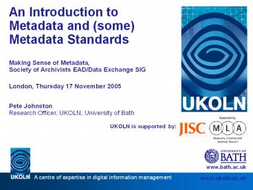 PPT – An Introduction to Metadata PowerPoint presentation | free to ...