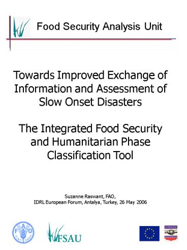Food Security Analysis Unit presentation | free to view