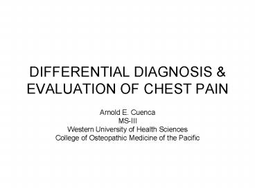 DIFFERENTIAL DIAGNOSIS presentation | free to view