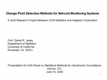 Change Point Detection Methods for Network Monitoring Systems ...