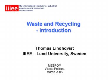 Waste and Recycling introduction presentation | free to view