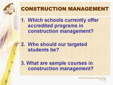CONSTRUCTION MANAGEMENT presentation | free to view