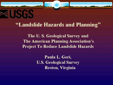 Landslide Hazards and Planning presentation | free to view