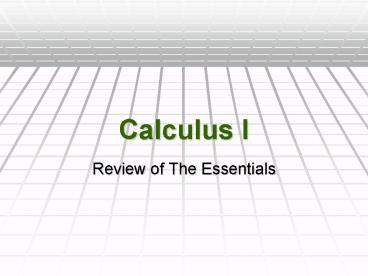 Calculus I presentation | free to view