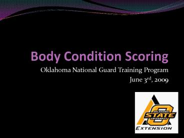 Body Condition Scoring presentation | free to view