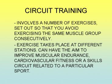 CIRCUIT TRAINING presentation | free to view