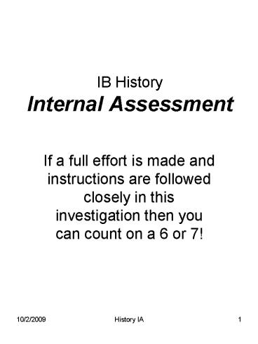 IB History Internal Assessment presentation | free to view
