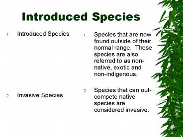 Introduced Species presentation | free to view