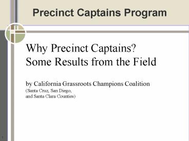 Precinct Captains Program presentation | free to view