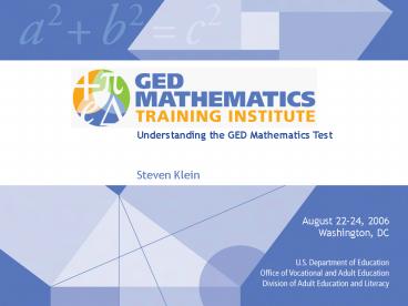 Understanding the GED Mathematics Test presentation | free to view