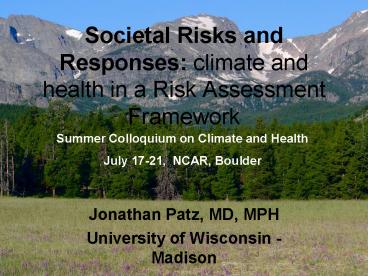 Societal Risks and Responses: climate and health in a Risk Assessment ...