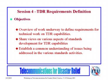 Session 4 TDR Requirements Definition presentation | free to download