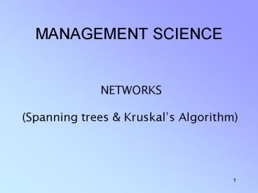 PPT – MANAGEMENT SCIENCE PowerPoint presentation | free to view - id ...