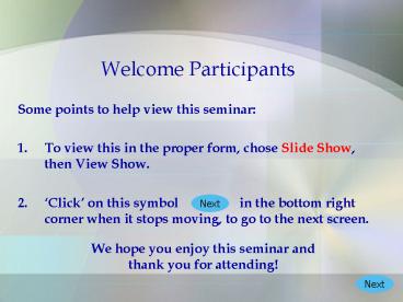 Welcome Participants presentation | free to view