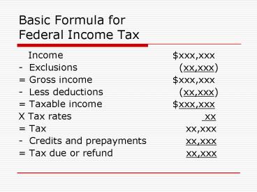 PPT – Basic Formula for Federal Income Tax PowerPoint presentation ...