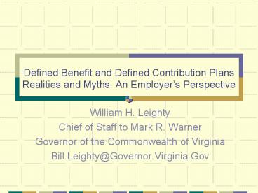 PPT – Defined Benefit and Defined Contribution Plans Realities and ...