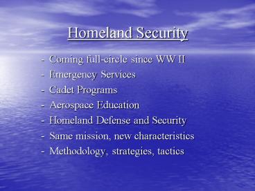 Homeland Security presentation | free to view