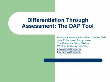 Differentiation Through Assessment: The DAP Tool presentation | free to ...