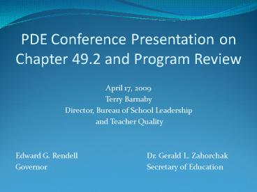 PDE Conference Presentation on Chapter 49.2 and Program Review ...