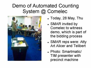 PPT – Demo of Automated Counting System Comelec PowerPoint presentation ...