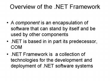 Overview of the .NET Framework presentation | free to view