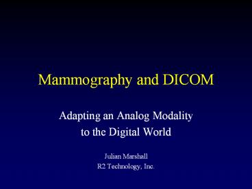 Mammography and DICOM presentation | free to download